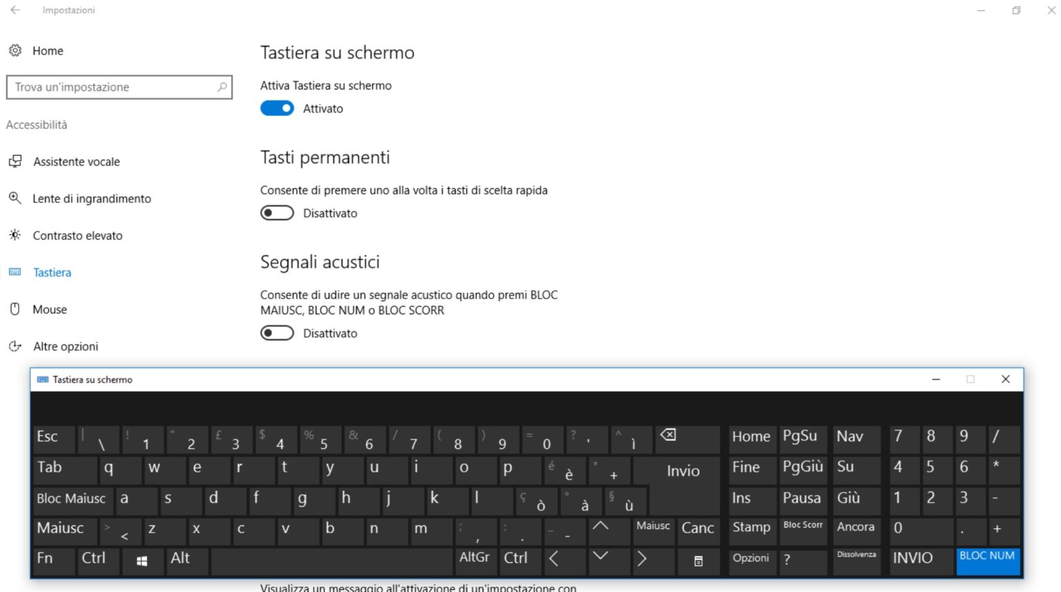 Tastiera virtuale Windows 10 - Come attivarla e guida completa
